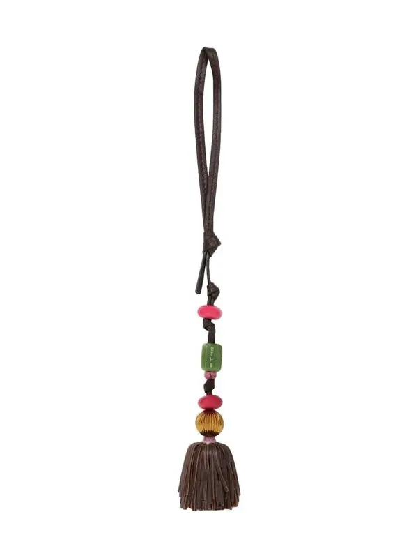 Etro Beaded Tassel Leather Charm - Brown