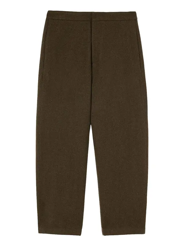 JIL SANDER Logo-patch Wool Trousers - Brown