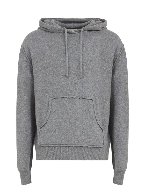MAISON MARGIELA Pouch-pocket Knitted Drawstring Hoodie - Grey
