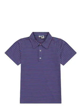 Busy Bees Short Sleeve Polo - Navy Mini Red Stripe