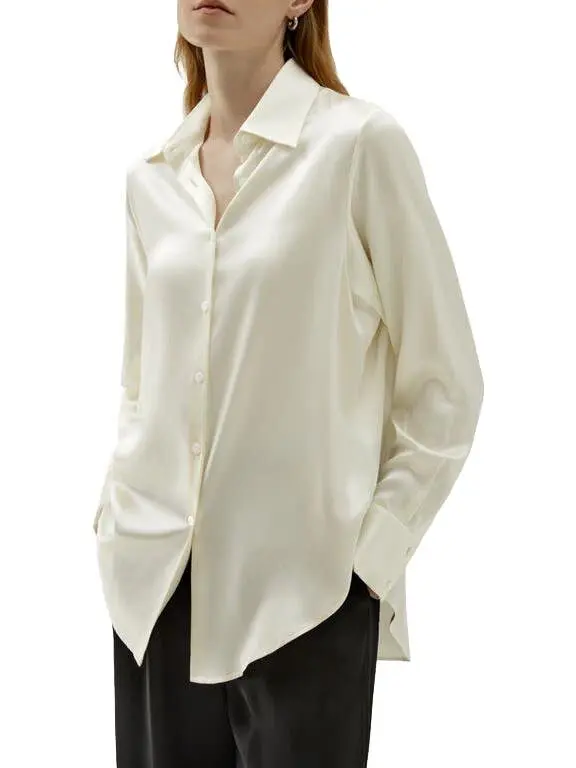 Lilysilk Oversize Style Silk Blouse - Lily White
