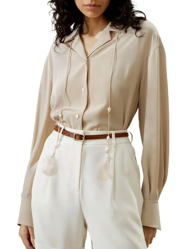 Lilysilk Tie-detailed Silk Blouse - Ivory Cream