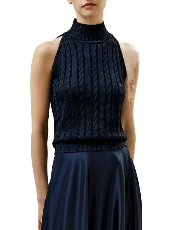 Lilysilk Wild Silk Sleeveless Sweater - Navy Blue