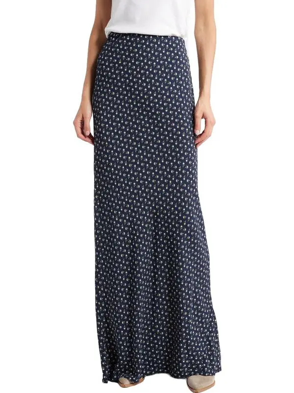 Treasure & Bond Floral Maxi Skirt - Navy/tan Sades Petals