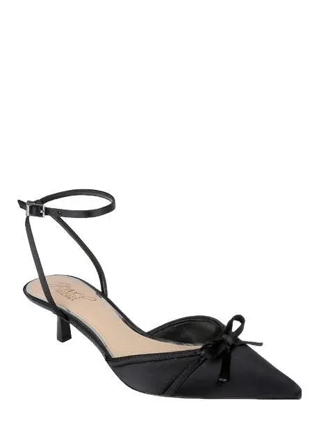 Badgley Mischka Talasia Pointed Toe Kitten Heel Pump - Black Satin