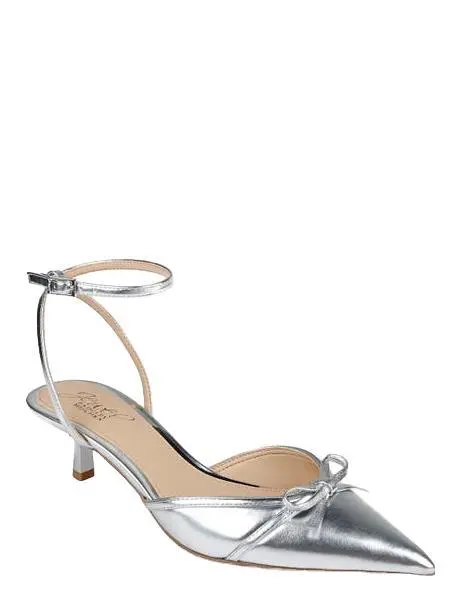 Badgley Mischka Talasia Pointed Toe Kitten Heel Pump - Silver Metallic