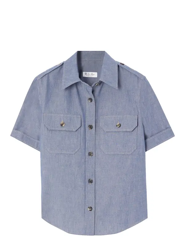 Loro Piana Annalisa Cotton And Cashmere-blend Shirt - Blue