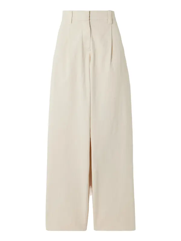 Brunello Cucinelli Embellished Wide-leg Pants - Cream