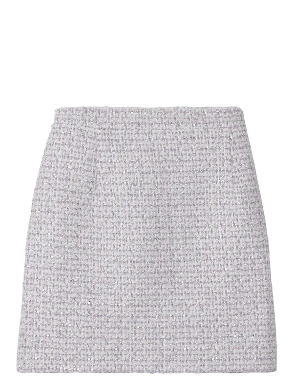 Alessandra Rich Sequin-embellished Metallic Tweed Mini Skirt - White