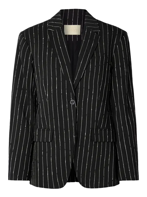 Ulla Johnson Dhemi Striped Wool-blend Twill Blazer - Black