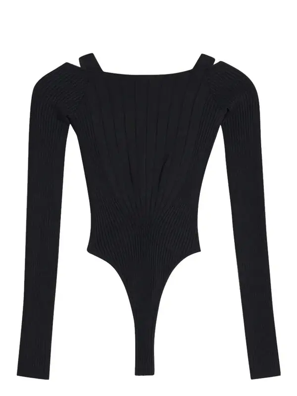 MUGLER Sculpting Knit Bodysuit - Black