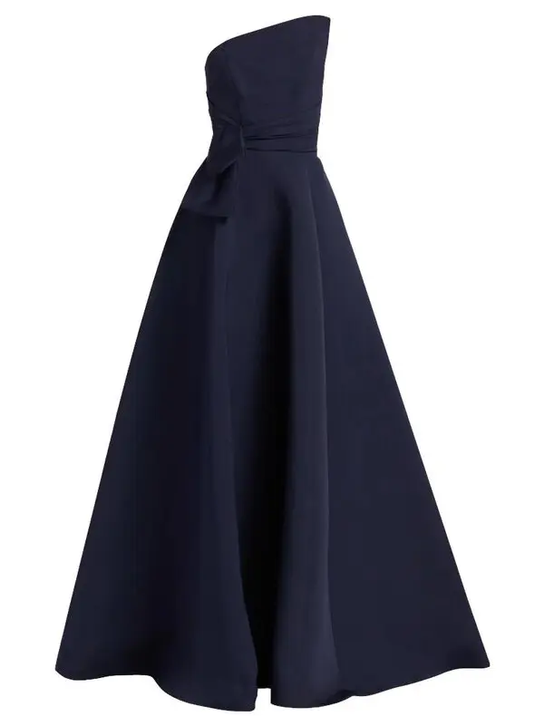 Amsale Asymmetrical Strapless Gown - Navy