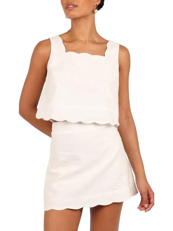 PETAL & PUP Wendie Scalloped Tank Top - Cloud White