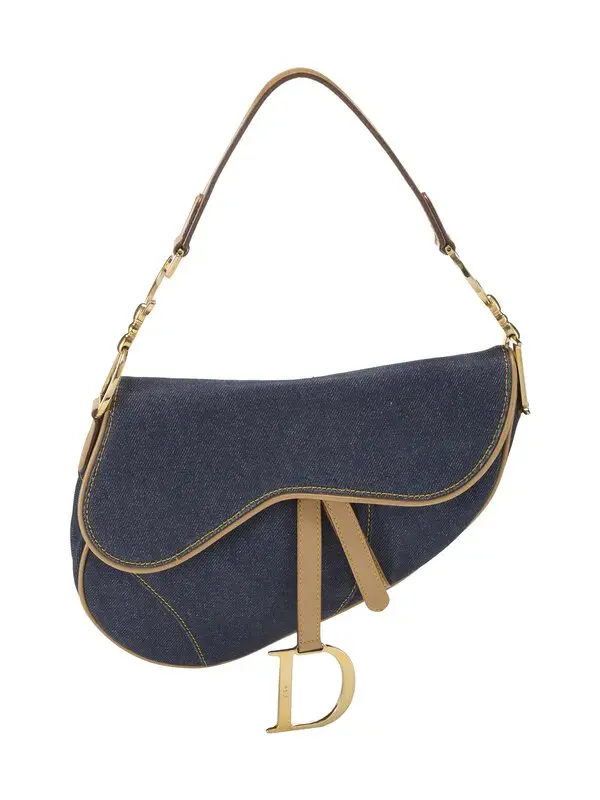 Dior Denim Saddle Bag - Navy