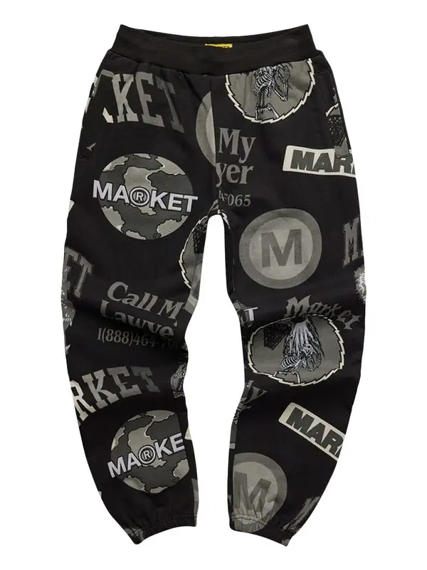 MARKET Monogram Grayscale Sweatpants - Black