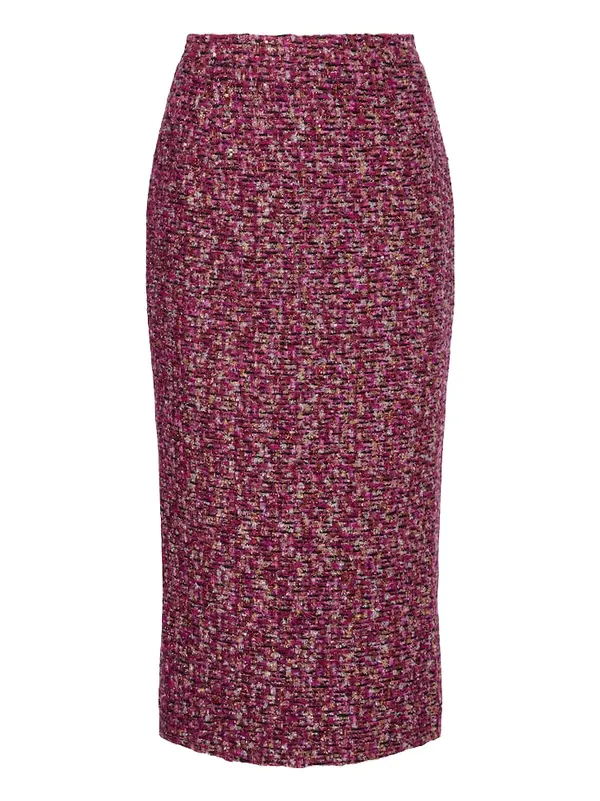 Alessandra Rich Sequined Tweed Midi Skirt - Purple