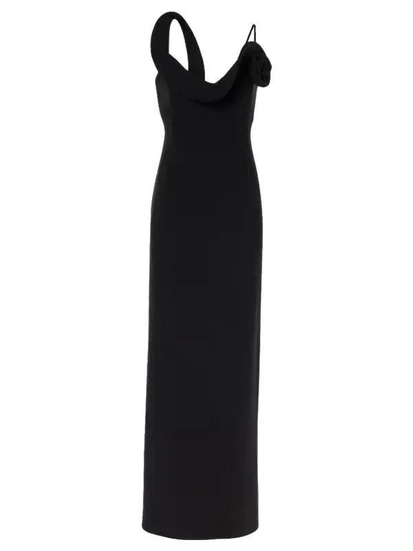Magda Butrym Floral-appliqué Wool-blend Maxi Dress - Black