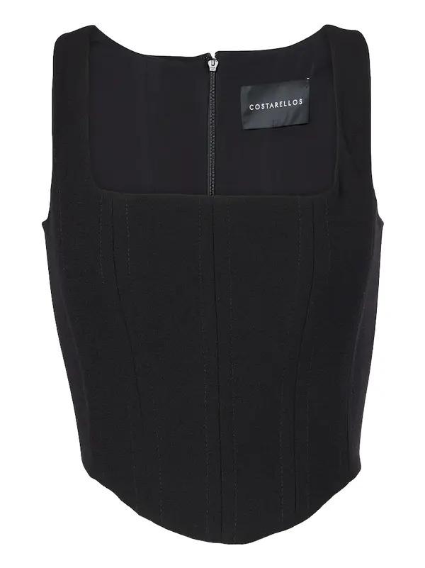Costarellos Jovie Wool Crêpe Bustier - Black