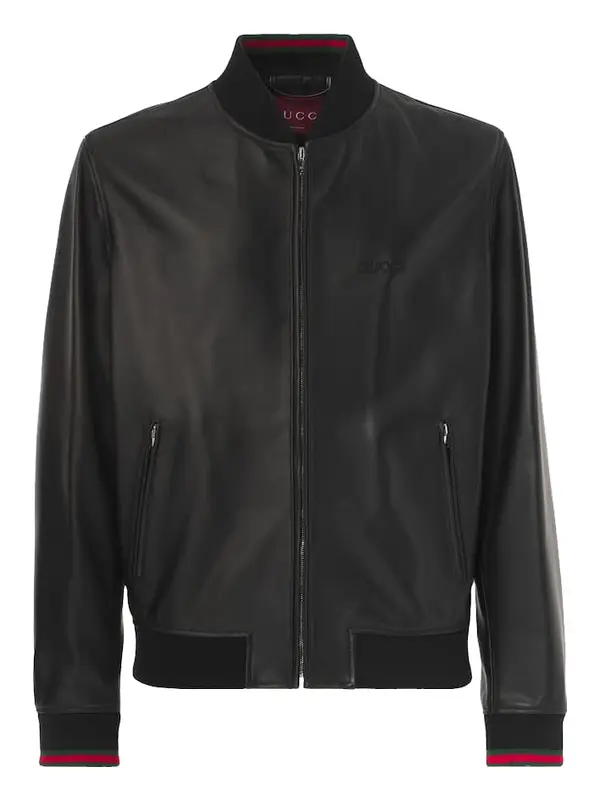Gucci Leather Bomber Jacket - Black