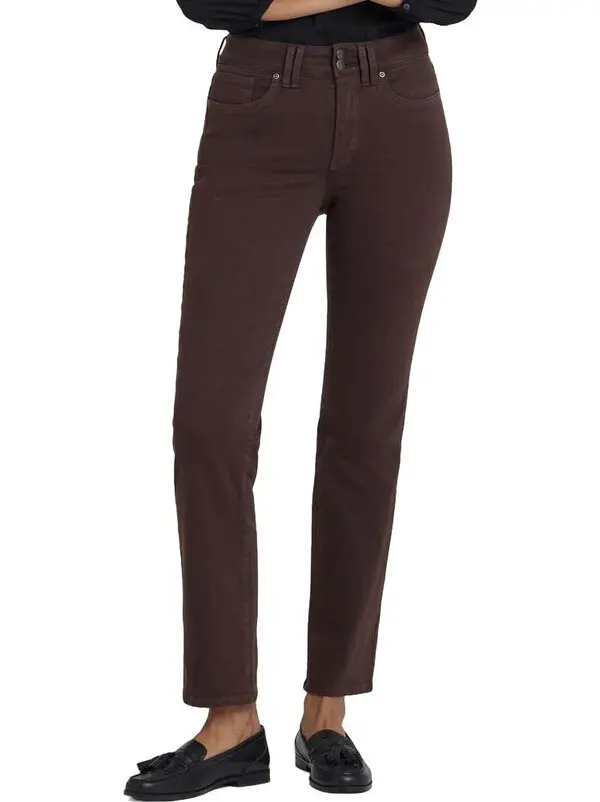 NYDJ Marilyn High Waist Straight Leg Jeans - Bitter Chocolate