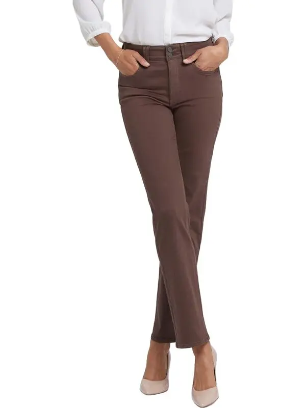 NYDJ Marilyn High Waist Straight Leg Jeans - Coffee Bean