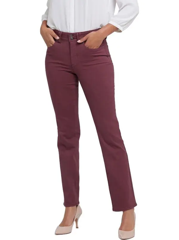 NYDJ Marilyn High Waist Straight Leg Jeans - Dark Cherry