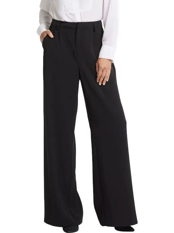 NYDJ High Waist Wide Leg Trousers - Black