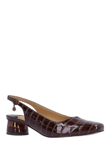 J. Reneé Taveta Croc Embossed Slingback Pumps - Brown
