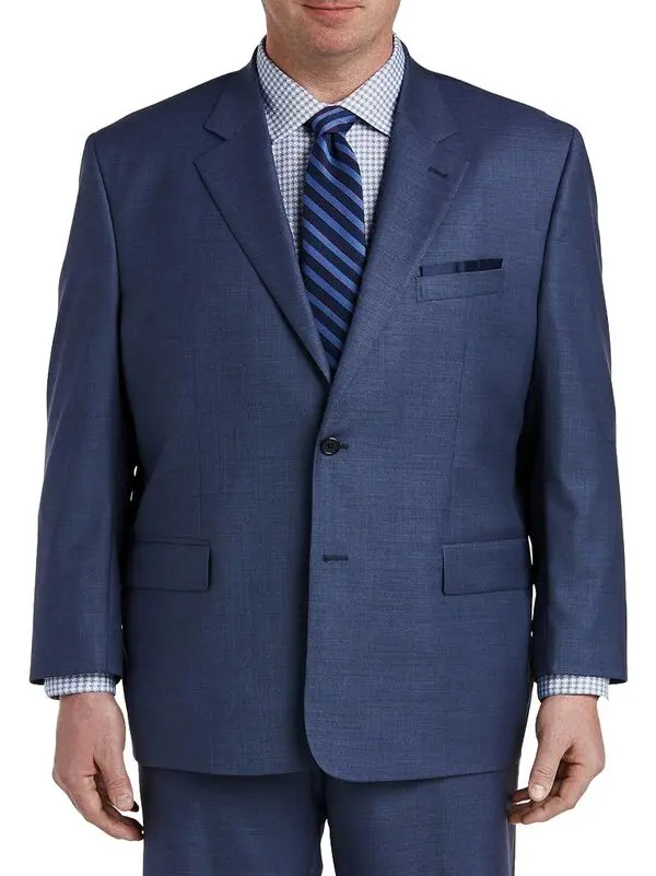 OAK HILL PREMIUM BY DXL Big & Tall Jacket-relaxer Sharkskin Suit Jacket - Navy
