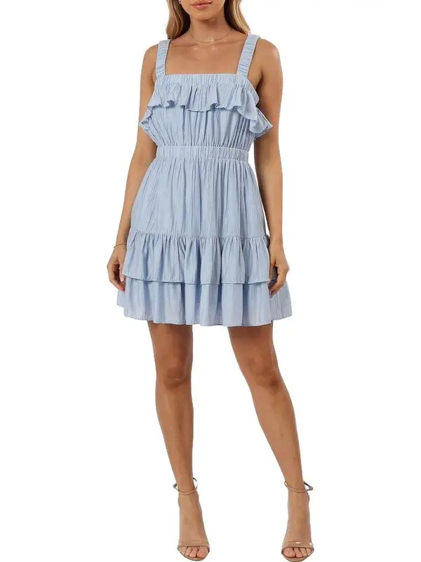 PETAL & PUP Jane Ruffle Cutout Mini Dress - Blue