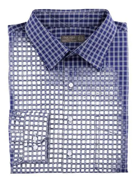 OAK HILL PREMIUM BY DXL Big & Tall Houndstooth Dress Shirt - Navy