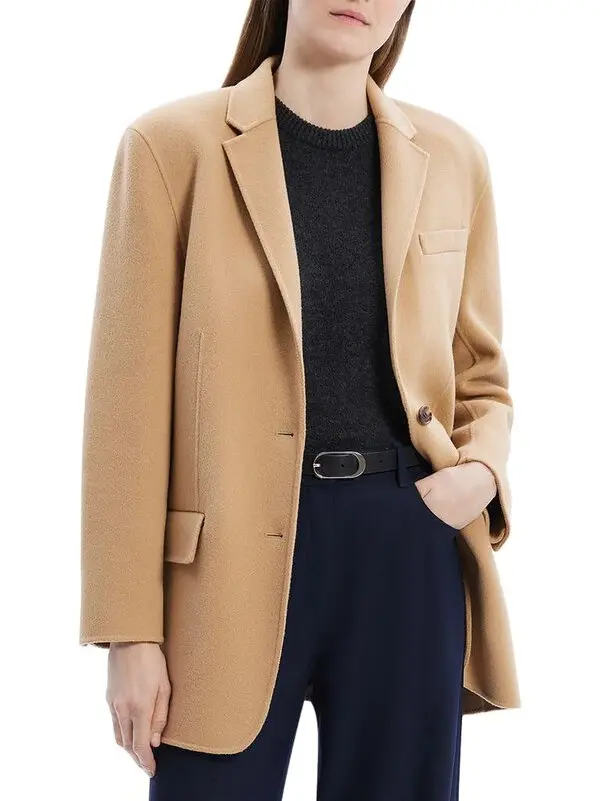 Theory Tailored Wool & Recycled Cashmere Blazer - New Camel