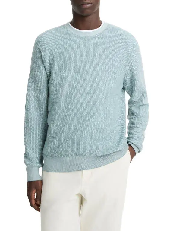Vince Geometric Jacquard Wool & Cotton Blend Crewneck Sweater - Lagoon/ Classic Cream