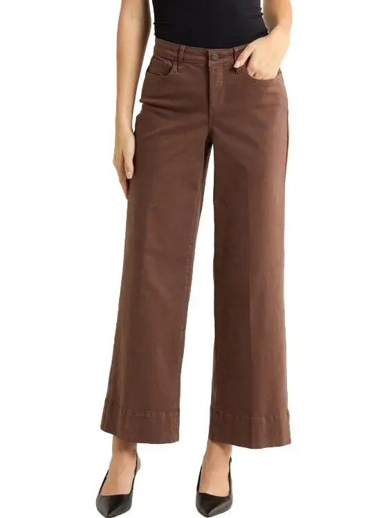 NYDJ Teresa High-waist Wide-leg Ankle Jeans - Coffee Bean
