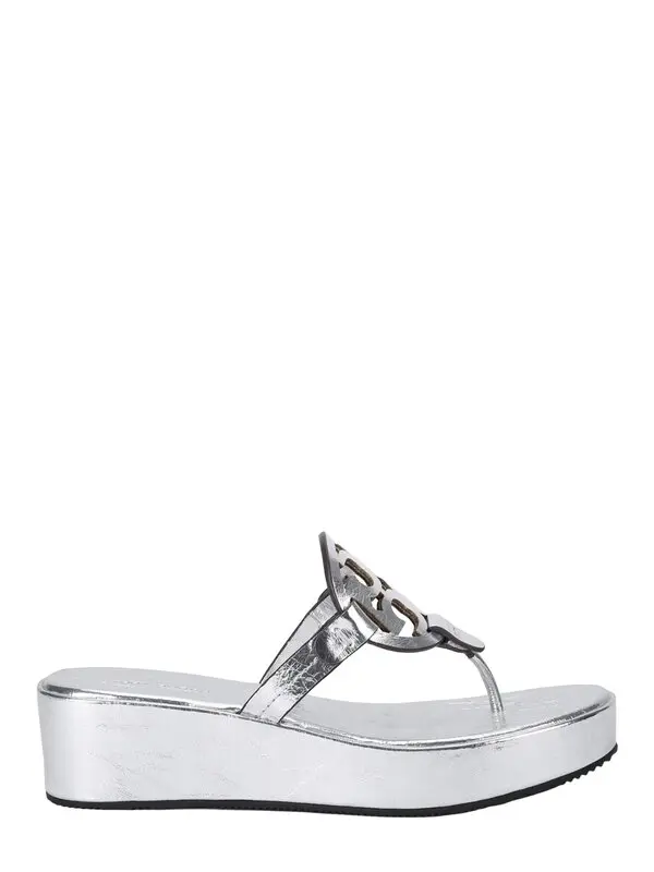 Tory Burch Miller Wedge Sandals 25 - Silver