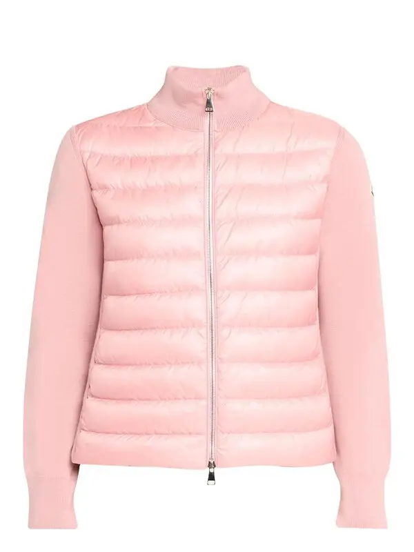 Moncler Hybrid Puffer Wool Cardigan - Pink