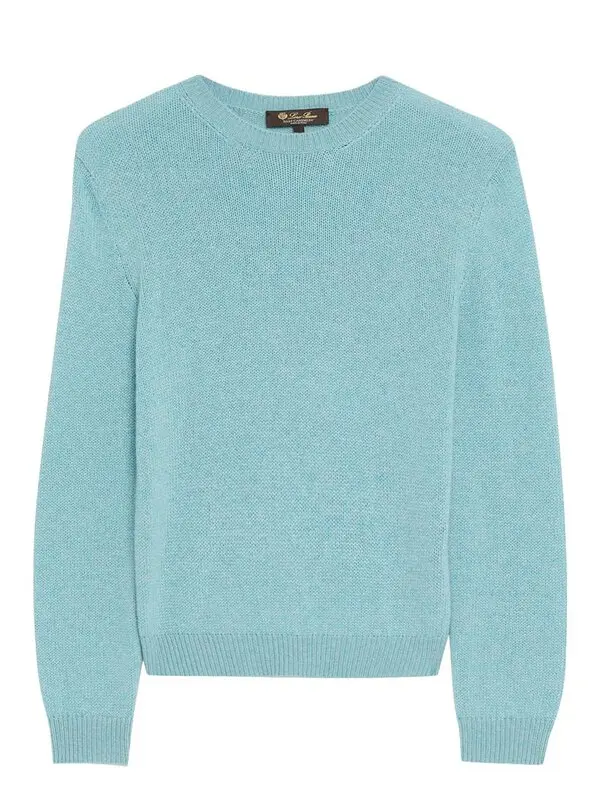 Loro Piana Fobello Baby Cashmere Crewneck Top - Ltblue