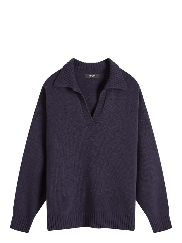 WEEKEND BY MAX MARA Knitted V-neck Jumper - Navy