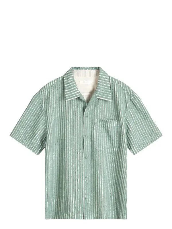 CRAIG GREEN Hand-frayed Stripe Vacation Shirt - Green/cream