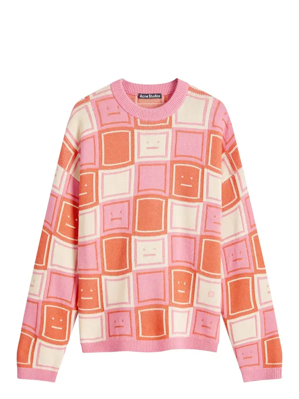 Acne Studios Klock 3 Tones Face Jumper - Rusty Orange/tango Pink