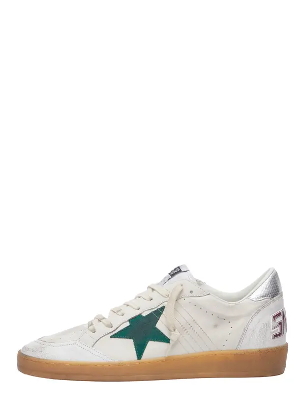 Golden Goose Ball Star Leather Sneaker - White/green/silver