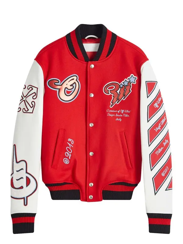 Off-White Scorpio Wool Varsity Jacket - Red/white