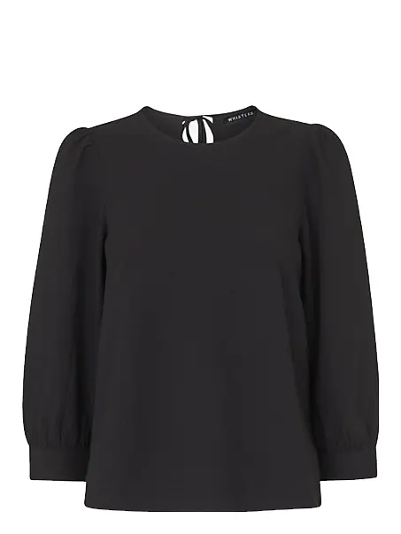 Whistles Textured Stretch-crepe Top - Black
