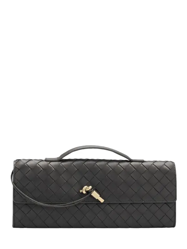 Bottega Veneta Andiamo Long Intrecciato-weave Leather Clutch - Black-m Brass