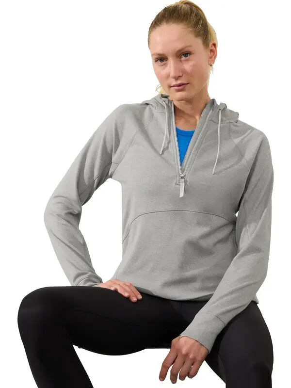 Athleta Unstoppable Fleece Lined Half Zip Sweatshirt - Grey