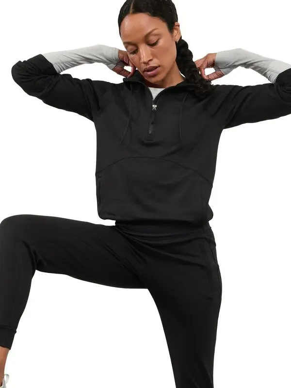 Athleta Unstoppable Fleece Lined Half Zip Sweatshirt - Black