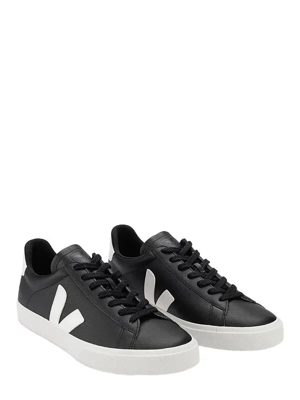 VEJA Campo Low Top Leather Sneakers - Black/white
