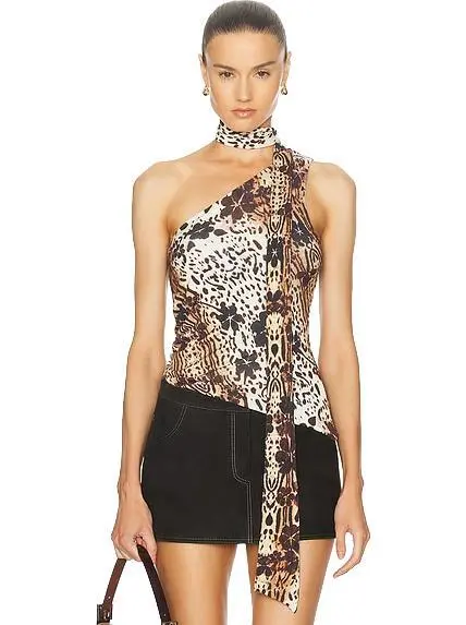 SIEDRES One Shoulder Tank Top With Asymmetrical Hem - Multi