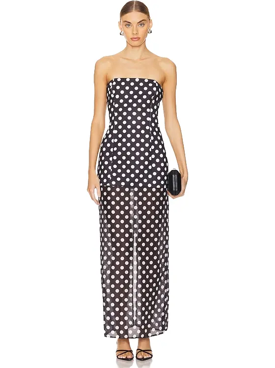 SNDYS X Chloe Dress - Black & White Polka Dot