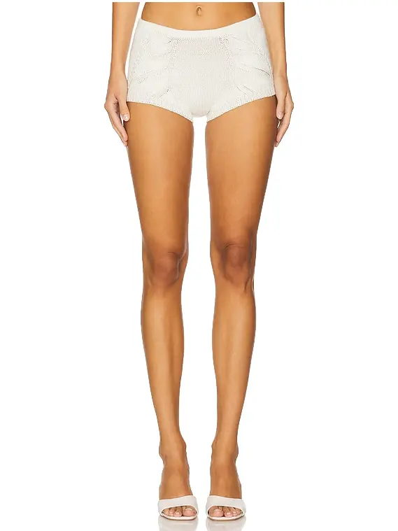 NASTYAMASHA Knitted Mini Shorts - Off White